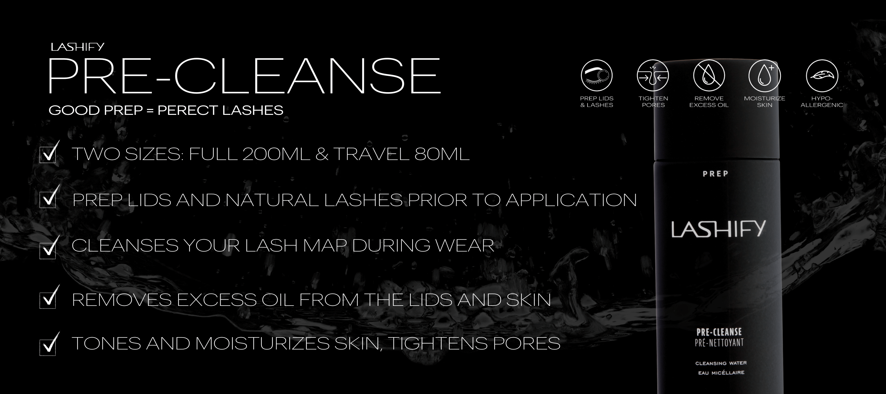 Pre-Cleanse Cleansing Water | Gossamer Lash Prep